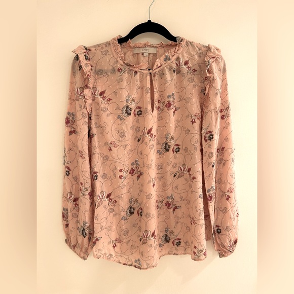 LOFT | Tops | Loft Peasant Blouse Dusty Pink Floral | Poshmark